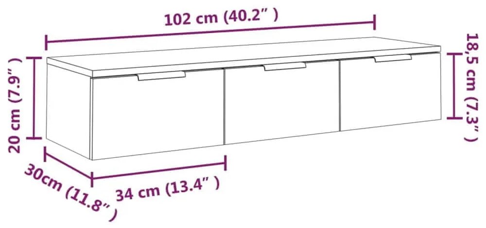 Petromila Nástěnná skříňka kouřový dub 102 x 30 x 20 cm kompozitní dřevo