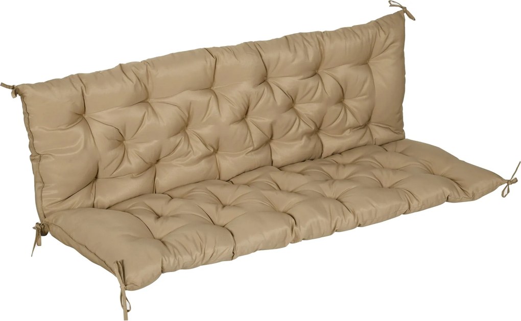 Outsunny Polstr na Lavici pro 3 Osoby 150x98x8 cm, Polstr s Popruhy, Sedací Polstr, Venkovní/Indoor Sedací Polstr, Polstrovaní pro Zahradní Nábytek, L