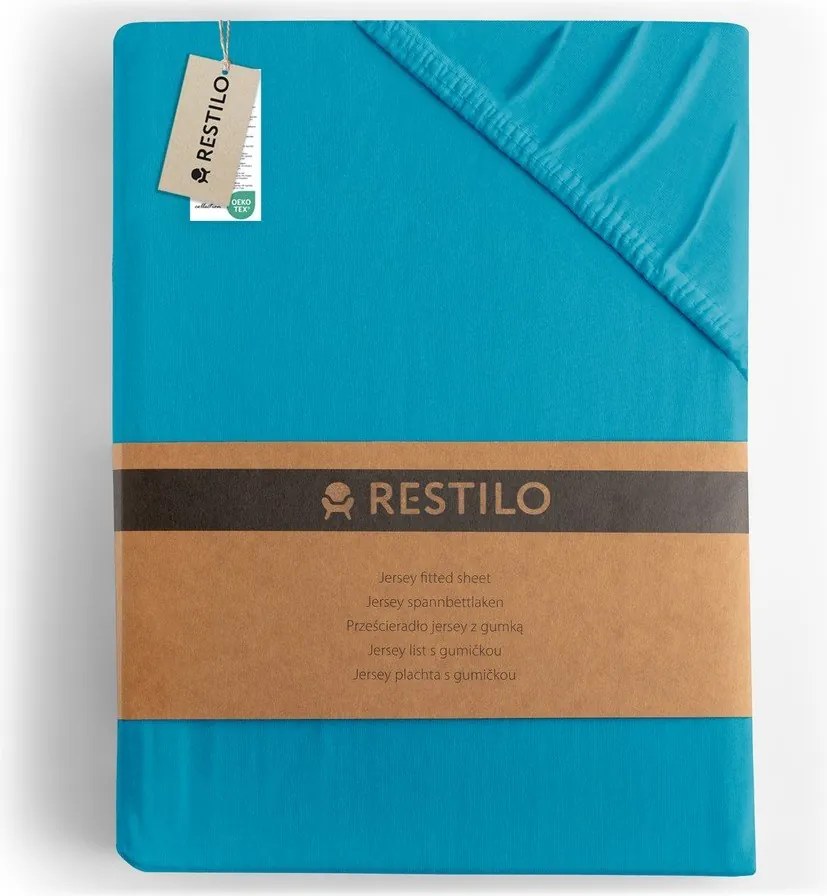 Modré napínací prostěradlo jersey 90x200 cm Amber – Restilo