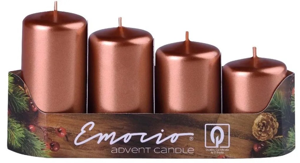 Emocio Adventní svíčky, bronzové metalické 40 mm