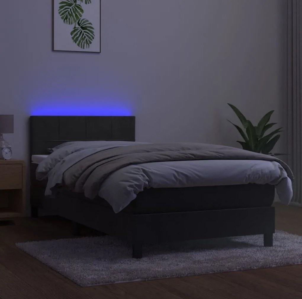 vidaXL Box spring postel s matrací a LED 80 x 200 cm samet [3134370] Barva: Černá