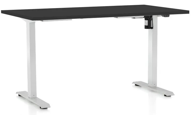 Výškově nastavitelný stůl OfficeTech A, 120 x 80 cm, bílá podnož, černá
