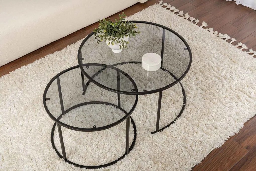 Sada konferenčních stolků Tasheika 80 cm černá / šedá