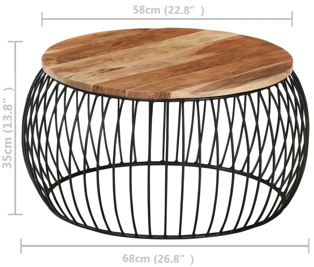 Konferenční stolek Ø 68 cm masivní akáciové dřevo - Default Title