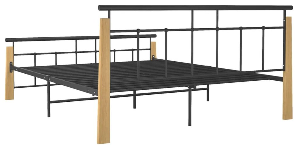 Rám postele kov a masivní dubové dřevo 160 x 200 cm,  324901