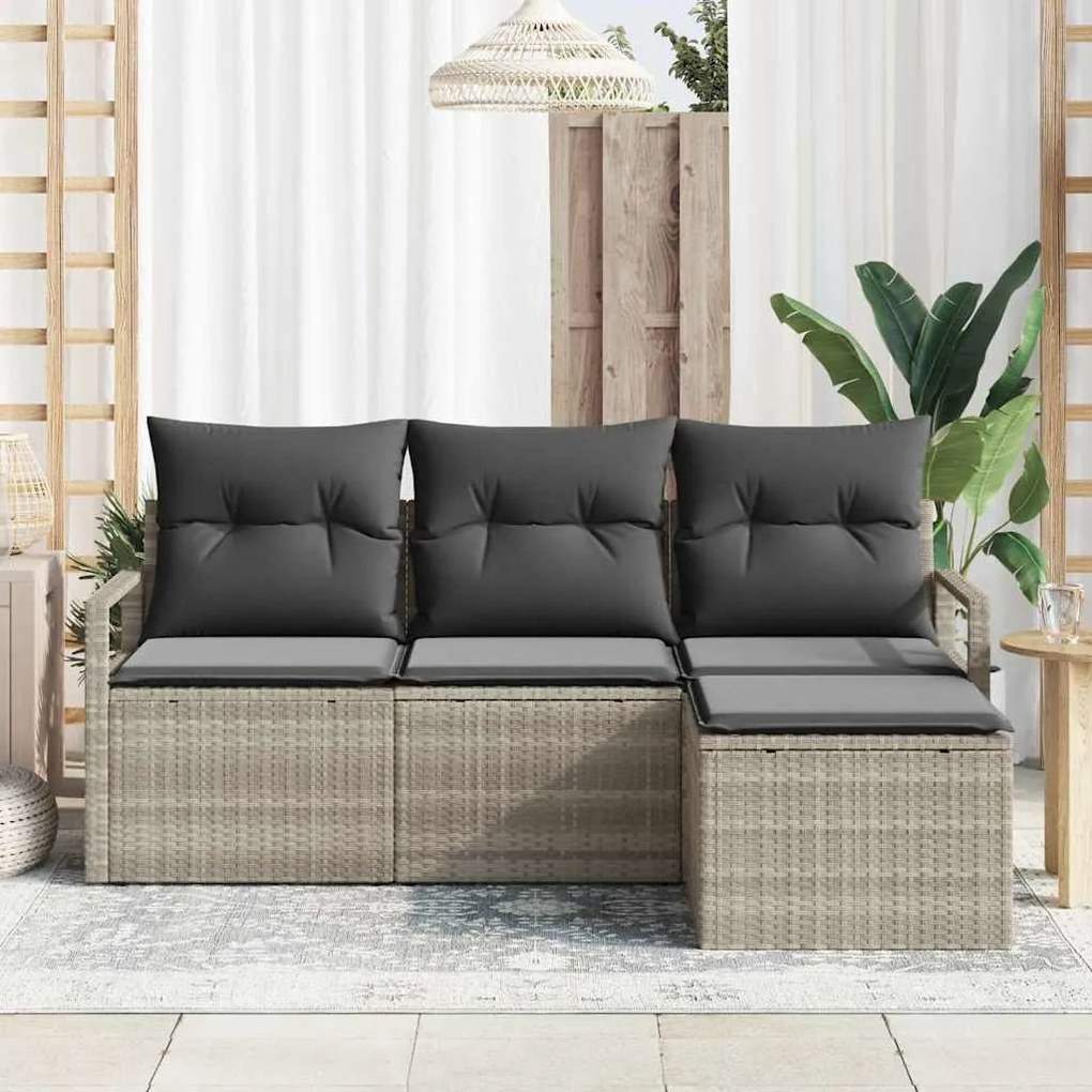Set pohovek 4 ks Světle šedá polyratan 3346332