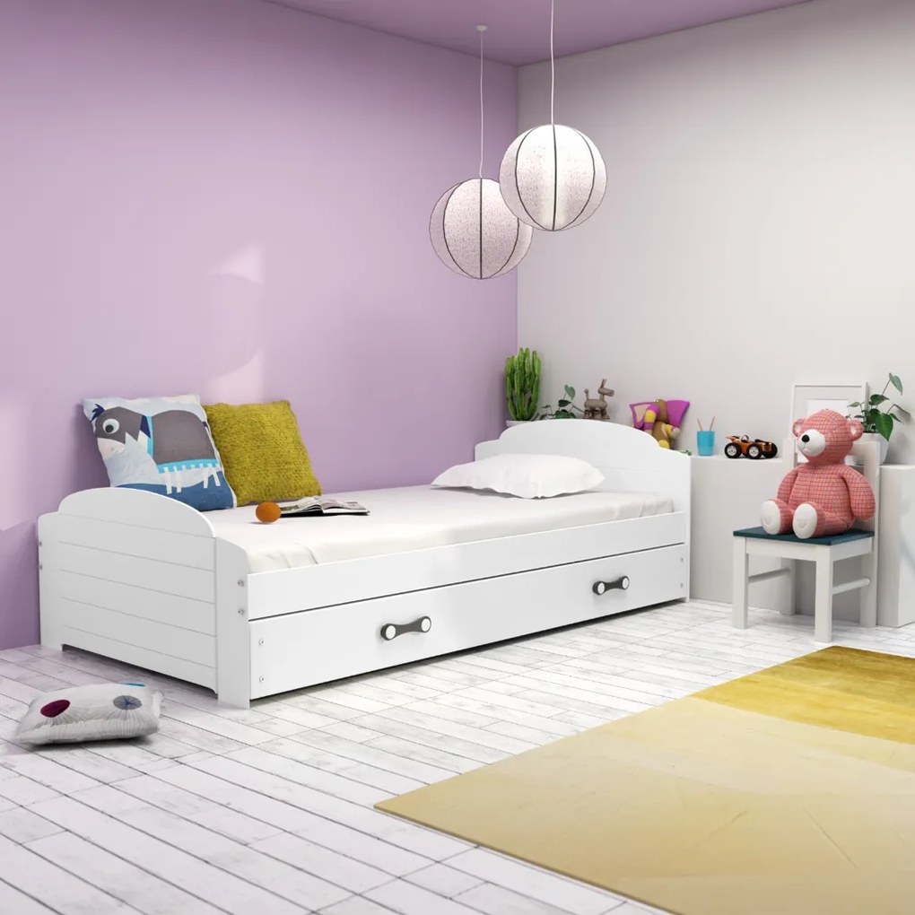 SMB Postel se šuplíkem LILA, 90x200 cm Dekor: Bílá, Barva šuplíku: Grafit
