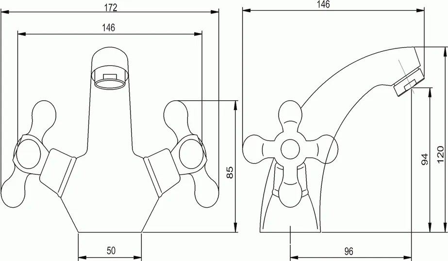 Novaservis Retro II Umyvadlová baterie bez výpusti, chrom, 99101/1,0