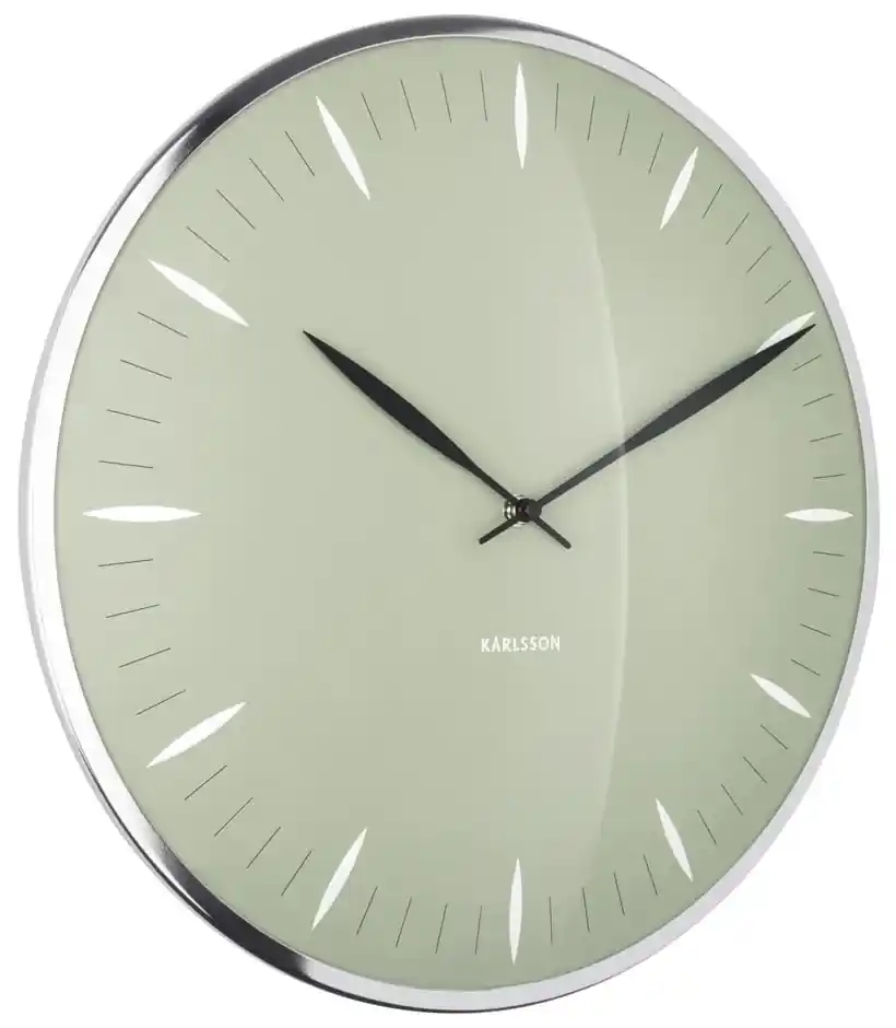 Zelené skleněné nástěnné hodiny Karlsson Leaf, ø 40 cm | BIANO
