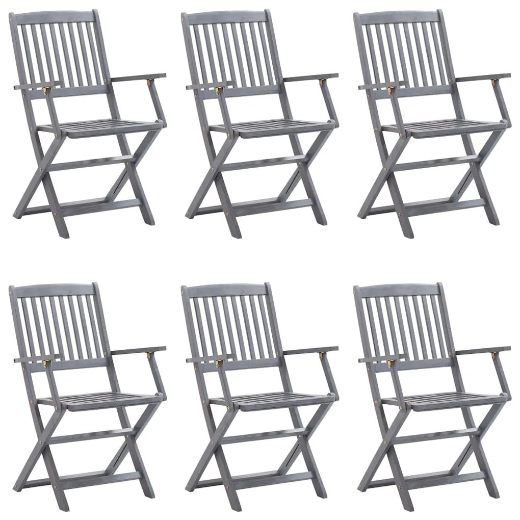 Skládací zahradní židle s poduškami 6 ks masivní akáciové dřevo,  3065428
