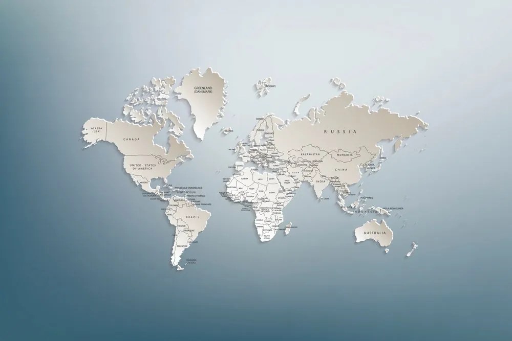 Samolepící tapeta mapa světa v originálním provedení - 150x100 cm