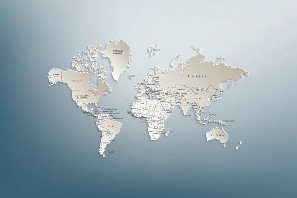 Samolepící tapeta mapa světa v originálním provedení - 450x300 cm