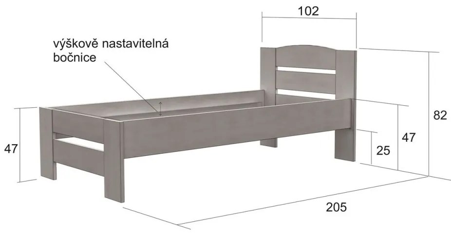Postel L212 CAROL 90 x 200 cm, lamino dle výběru, český výrobek
