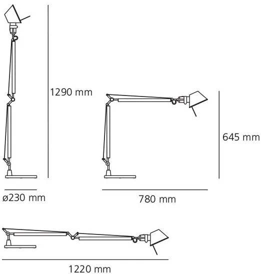 Artemide Tolomeo Tavolo, bílá stolní lampa s vypínačem, 1x10W LED E27, 78+64cm
