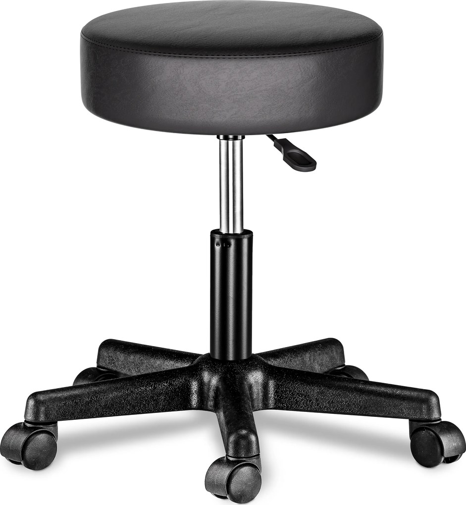 Pojízdná stolička umělá kůže černý 360° otočný