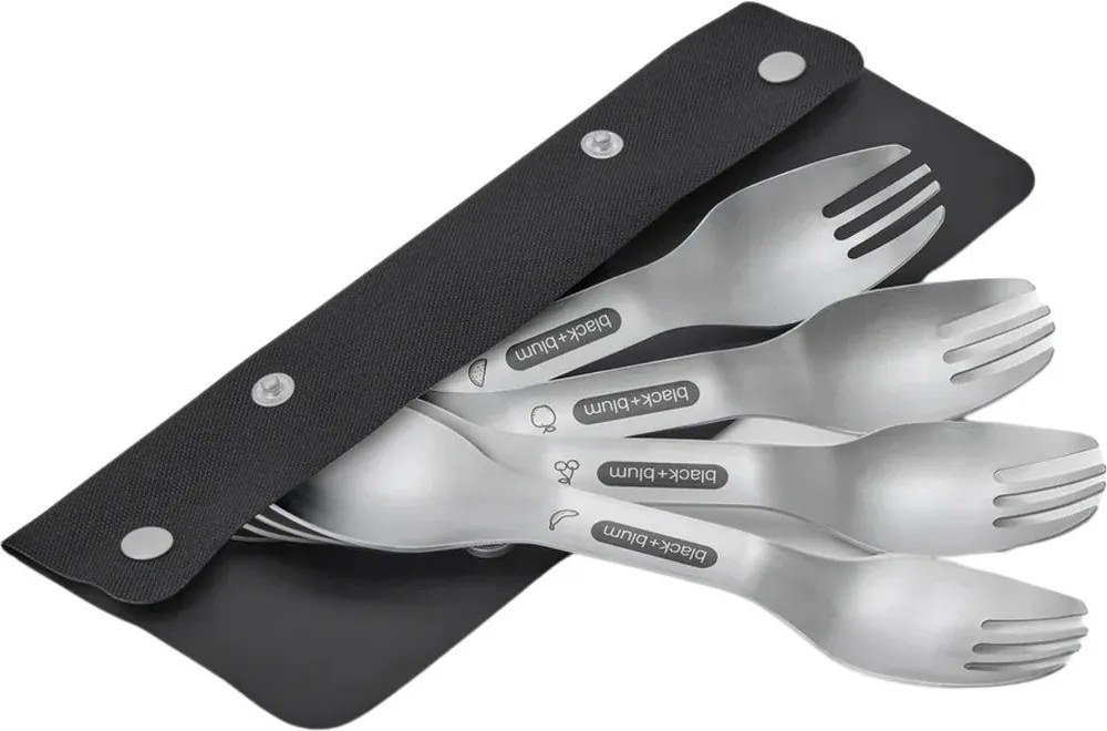 Nerezové jídelní vidličky v sadě 4 ks ve stříbrné barvě Spork – Black + Blum