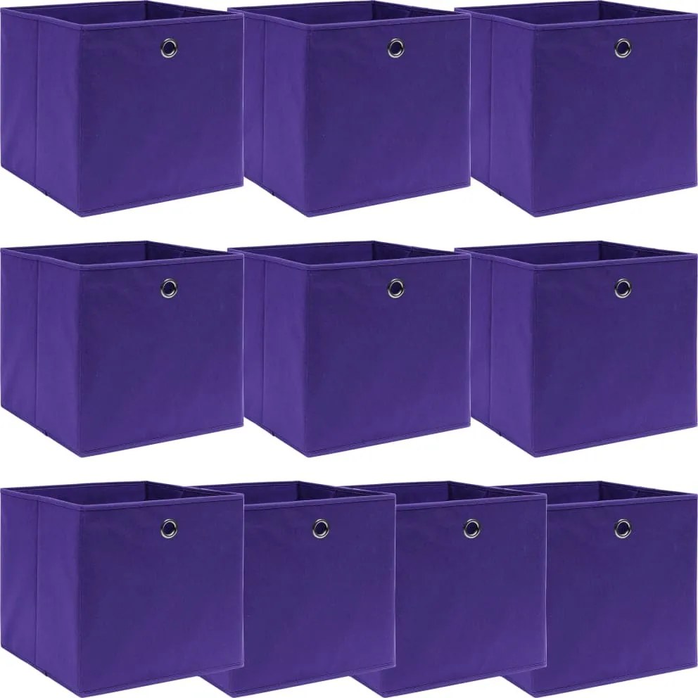vidaXL Úložné boxy s víky 10 ks bledě modré 32 x 32 x 32 cm textil [288352] Barva: vínová bez vík