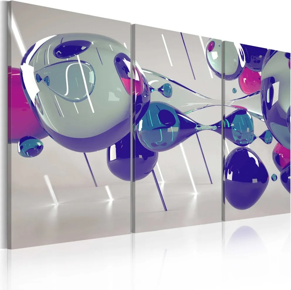 Obraz na plátně Bimago - Glass bubbles - triptych 60x40 cm
