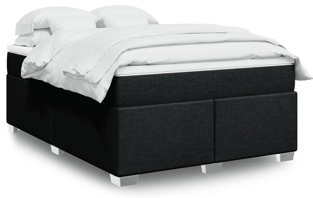 Box spring postel s matrací černá 160x200 cm textil 3285146