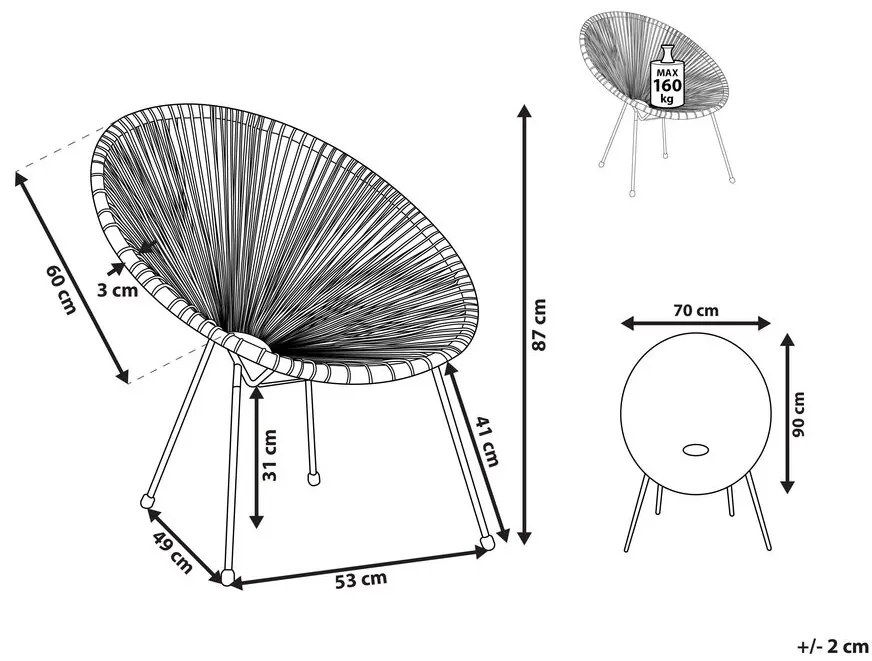 Ratanová černá židle ACAPULCO II Beliani