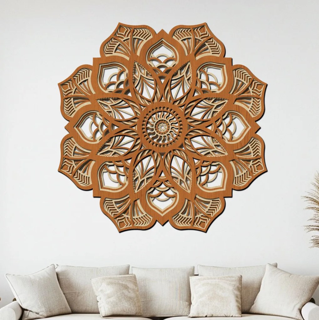 dřevo života 4 vrstvá mandala Zářivá radost Zvolte rozměr (cm): 95, Zvolte barevný dekor: antracitová-bílá