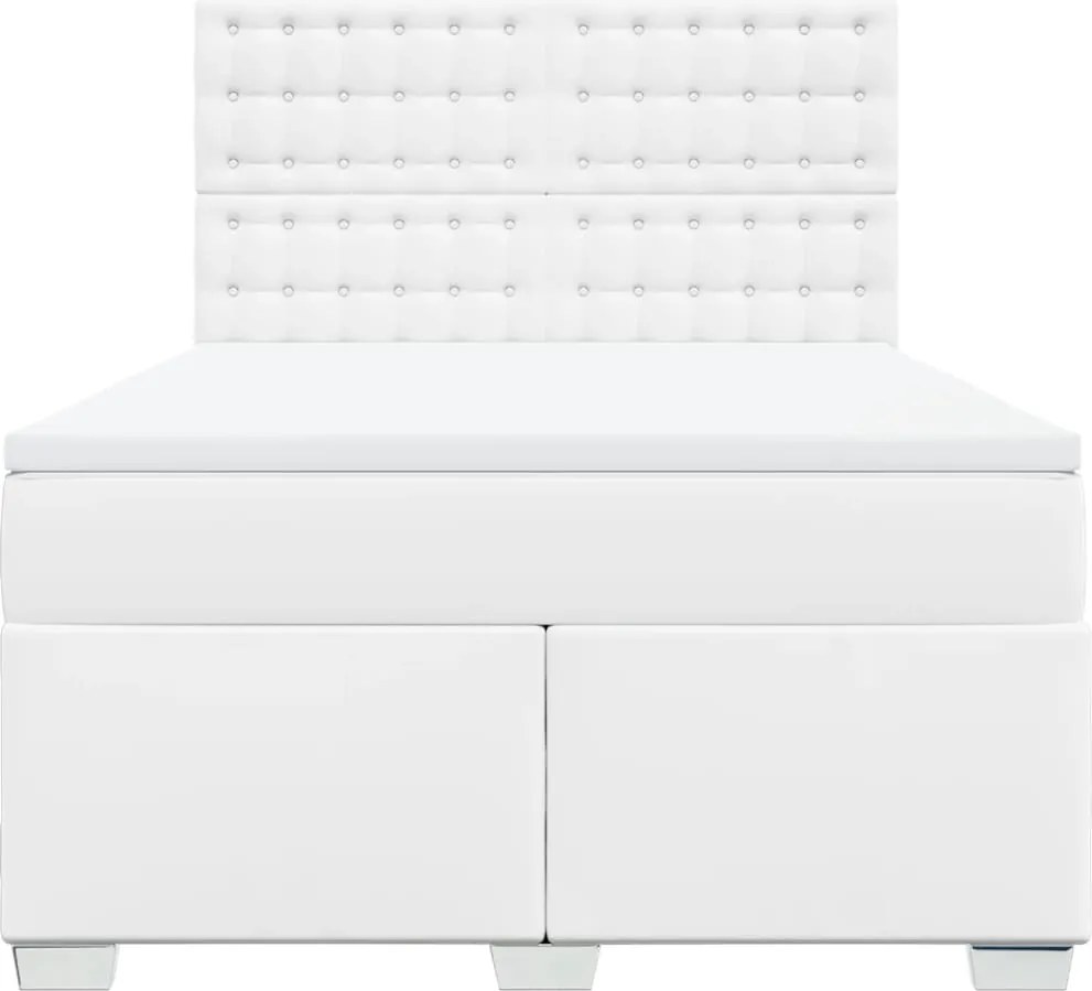 Box spring postel s matrací bílá 140x200 cm umělá kůže 3293025
