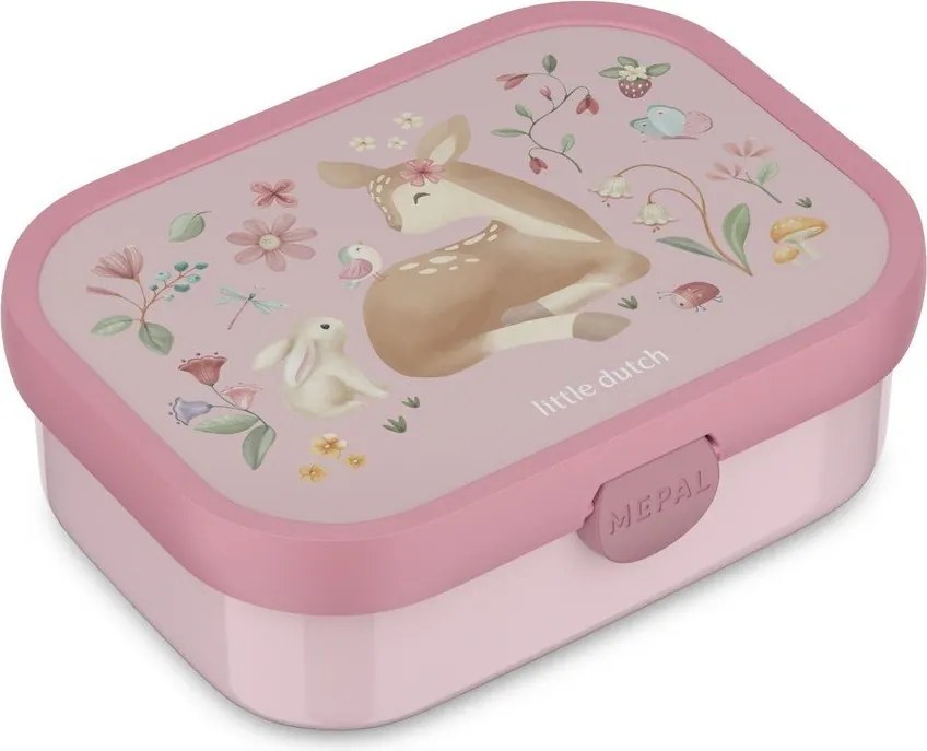 Světle růžový plastový dětský svačinový box Fairy Garden by Little Dutch – Mepal