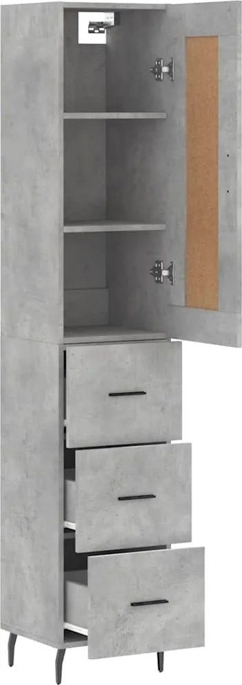 Skříň highboard betonově šedá 34,5x34x180 cm kompozitní dřevo 3200213