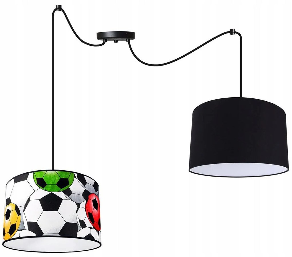 Dětské závěsné svítidlo Soccer Spider, 2x textilní stínítko se vzorem (mix 6 barev), (výběr ze 2 barev konstrukce)
