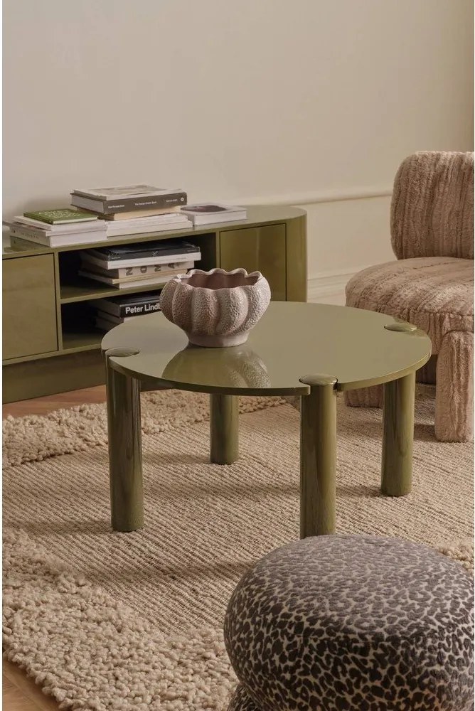 Khaki kulatý konferenční stolek z MDF ø 80 cm Pussel – Ellos Home
