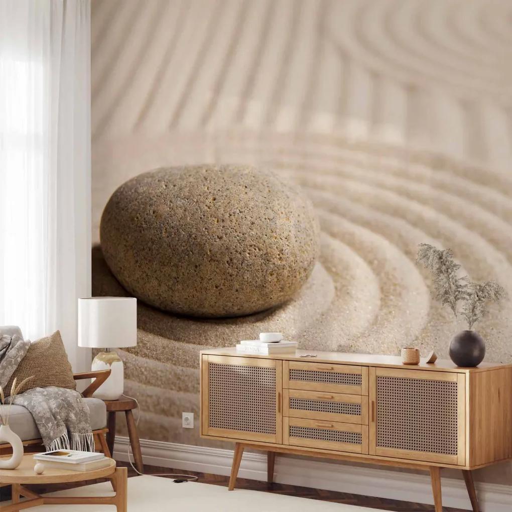 Fototapeta Asijská kultura feng shui - relaxační záběr zenových kamenů na písku