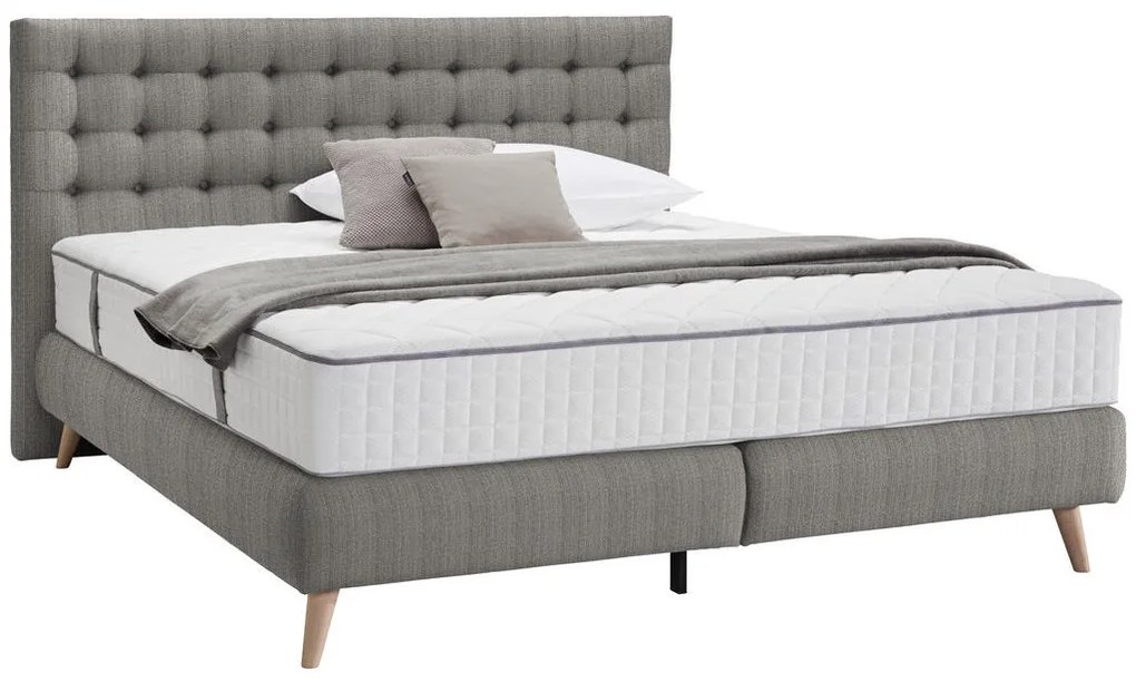 XXXLutz BOXSPRINGOVÁ POSTEL, 160/200 cm, textil, světle šedá Carryhome - Postele boxspring - 001408001422