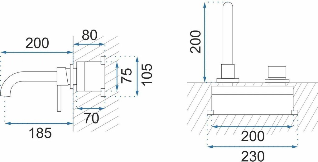 Rea Lungo Long, podomítková umyvadlová baterie + BOX, grafitová matná, REA-B6390