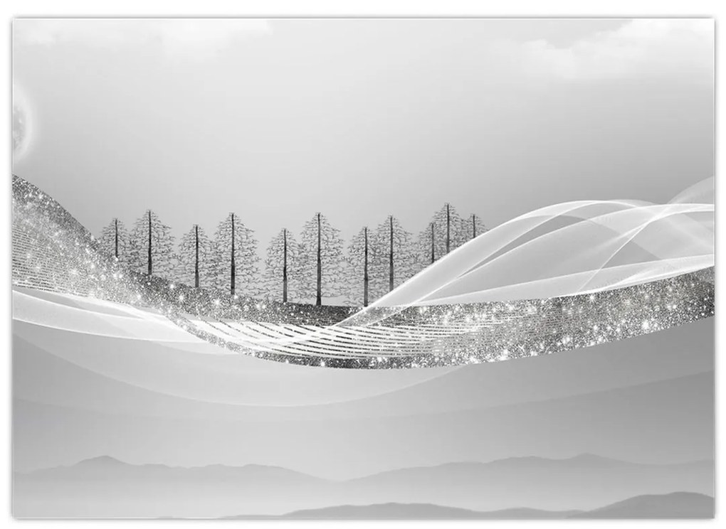 Obraz - Stříbrná krajina (70x50 cm)