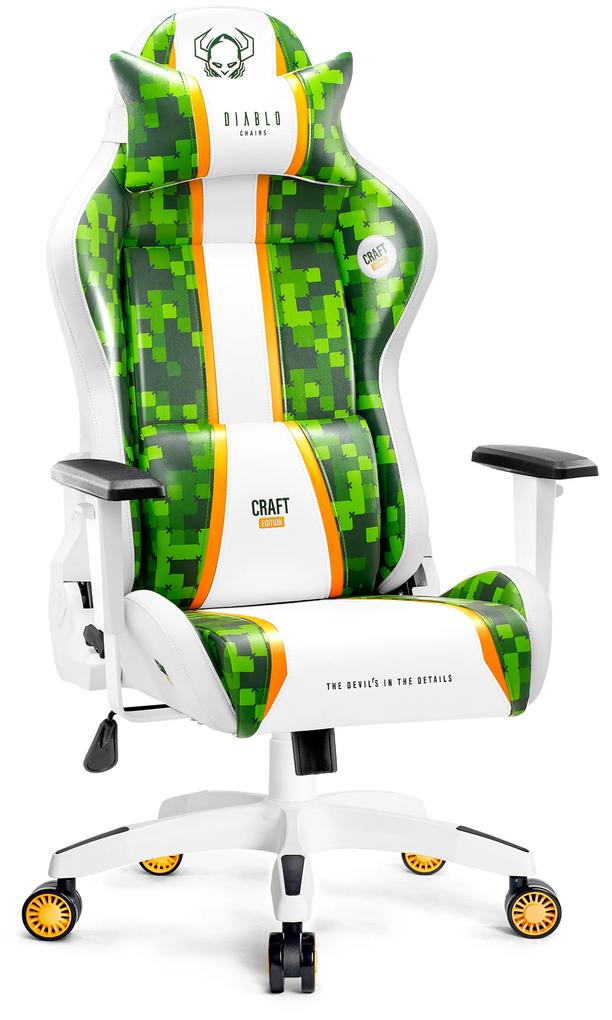Herní židle Diablo X-One 2.0 Craft Normal Size: Bílo-zelená Diablochairs