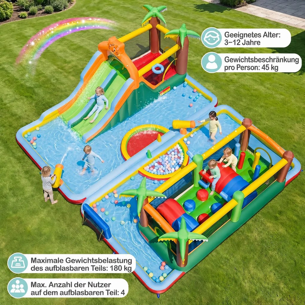 Costway Nafukovací vodní park pro děti Skákací hrad s 2 skluzavkami Skákací