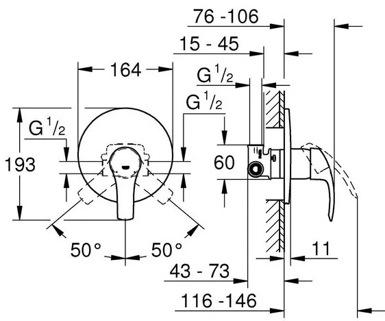 Grohe Eurosmart Sprchová baterie pod omítku, chrom 33556002