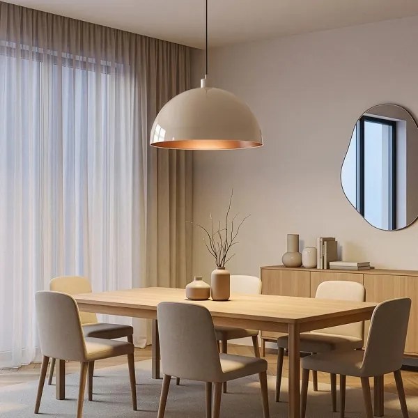 BRILAGI - LED Lustr na lanku METALO 1xE27/40W/230V pr. 40 cm béžová/měděná