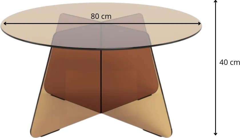 Skleněný konferenční stolek Samos 80 cm hnědý