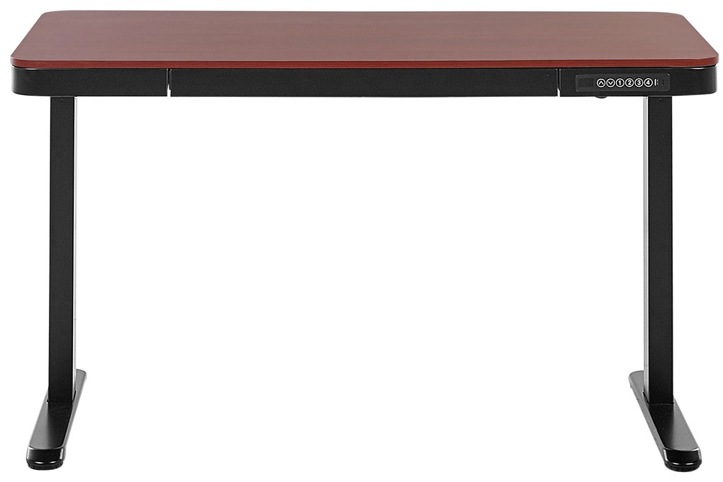 Elektrický nastavitelný psací stůl 120 x 60 cm s USB portem tmavé dřevo/černý KENLY Beliani