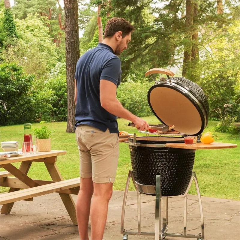 Klarstein Kingsize, kamado gril, keramický, 21", uzení, pomalé pečení, nerezavějící ocel