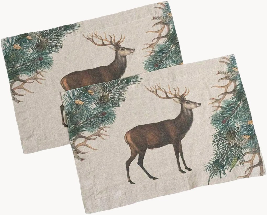 Sada lněných prostírání Wild Deer, 2 díly