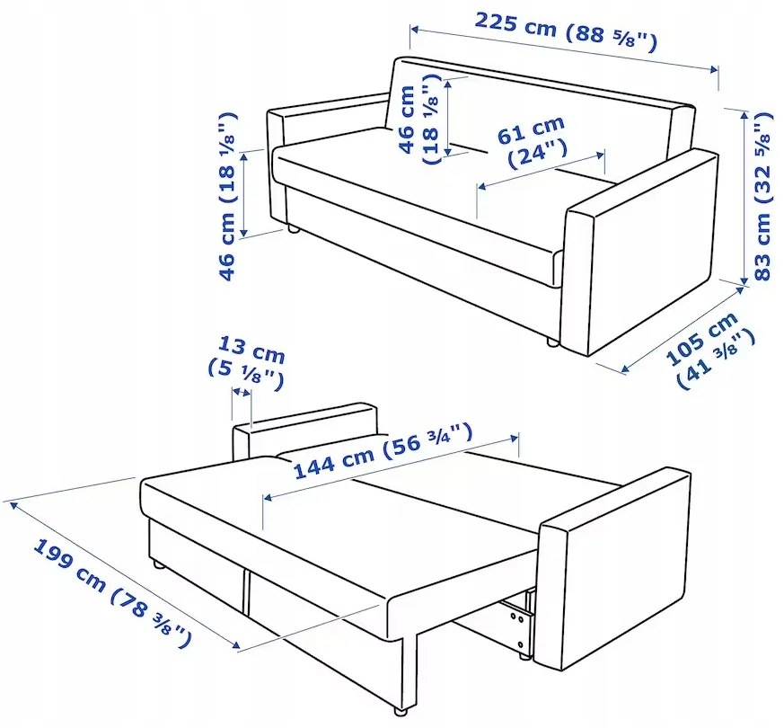 IKEA FRIHETEN Pohovka pro 3 osoby rozkládací pohovka