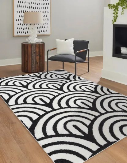 Dywany Łuszczów, AKCE: 120x170 cm Kusový koberec Mode 8629 cream/black, bílá, černobílá, kancelář