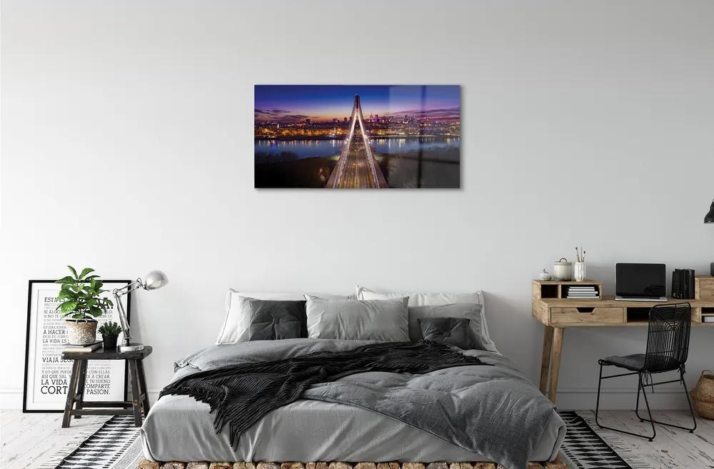 akrylový obraz Warsaw panorama říční most 100x50 cm