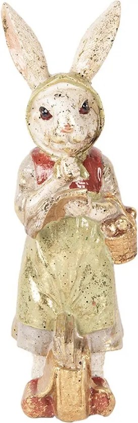 Dekorace králík s knihou a košíčkem se zlatým třpytem - 7*6*21 cm