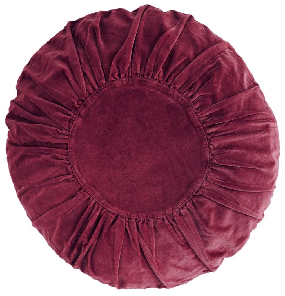 MADAM STOLTZ Kulatý sametový polštář Velvet 46 cm, červená barva, textil