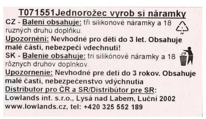 Lowlands Kreativní sada Vyrob si náramky Jednorožec v krabičce 15x20,5x2,5cm