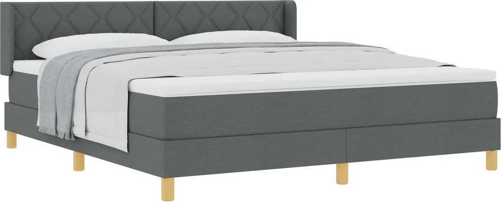 Postel s boxspringem s čelo Tmavě šedá 200 x 180 cm textil 3341371