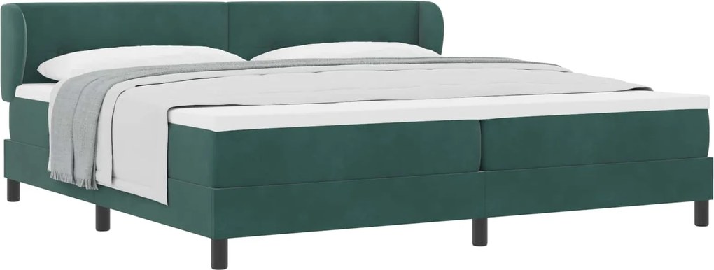 Postel s boxspringem s čelo Tmavě zelená 200 x 200 cm samet 3340409